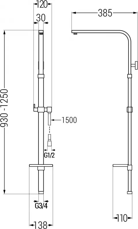Mexen sprchový sloup Q 3/4", bílá, 79395-20