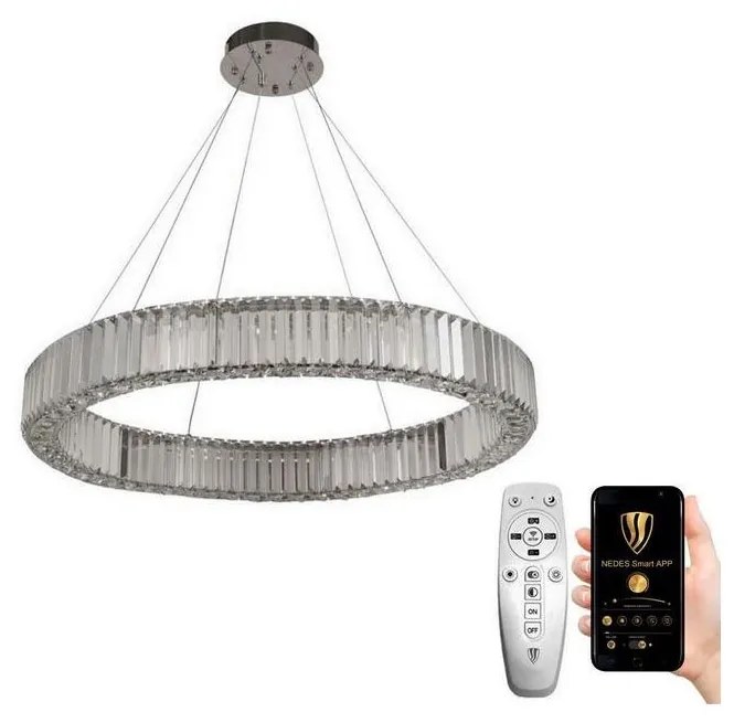 NEDES LED Stmívatelný lustr na lanku LED/50W/230V 3000-6500K chrom + dálkové ovládání ND3532