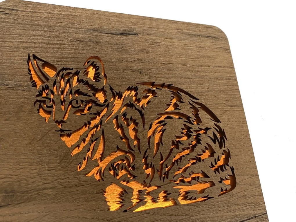 Li-Go "Kočka" lampa 19x19 cm provedení povrchu: ořech