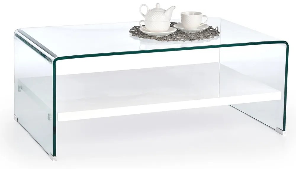 Halmar Konferenční stolek ELIA, sklo/bílý