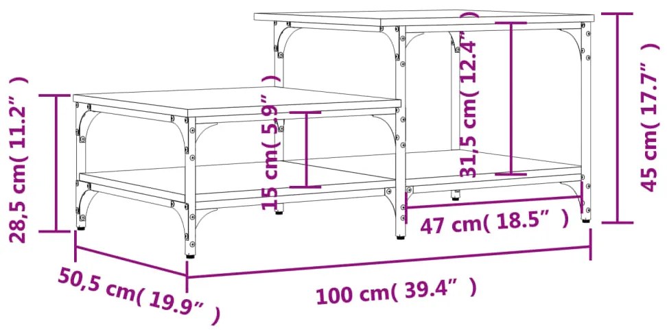 Konferenční stolek hnědý dub 100x50,5x45 cm kompozitní dřevo - Default Title