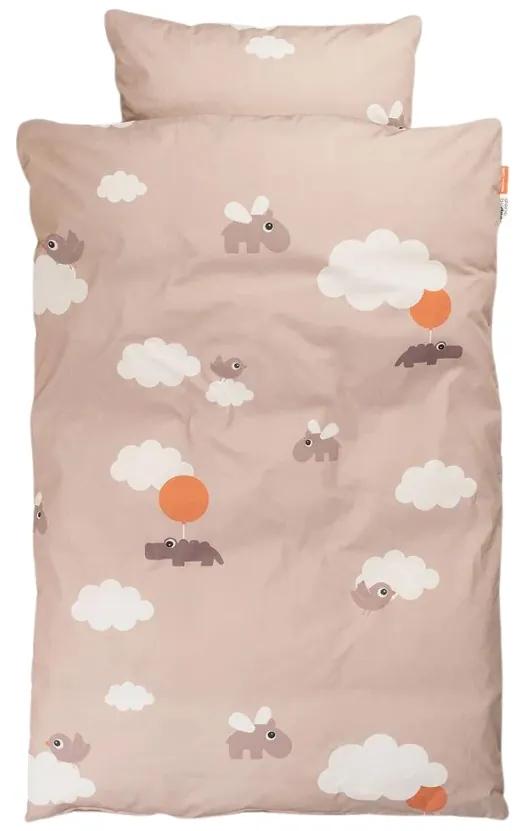 OnaDnes -20% Růžové bavlněné dětské povlečení Done by Deer Happy clouds baby, 70 x 100 cm