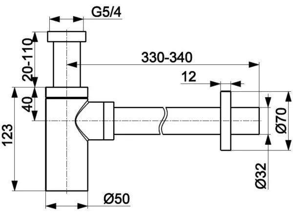 KFA Armatura 600-003-81 - Kulatý umyvadlový sifon mosaz/matná černá