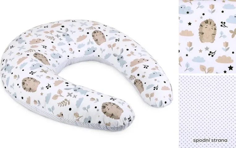 Bellatex Kojicí polštář s povlakem na zip Modrá,Hnědá 180 cm, po obvodu