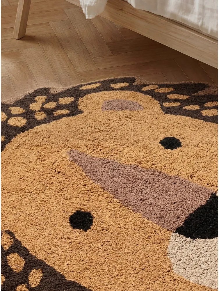 Oranžový/hnědý pratelný/ručně tkaný bavlněný dětský koberec 120x125 cm Snuggle Roary – Hanse Home