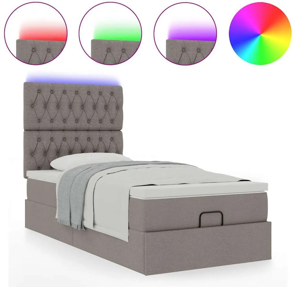 Osmanský rám postele s matrací taupe 80x200cm textil 3314048