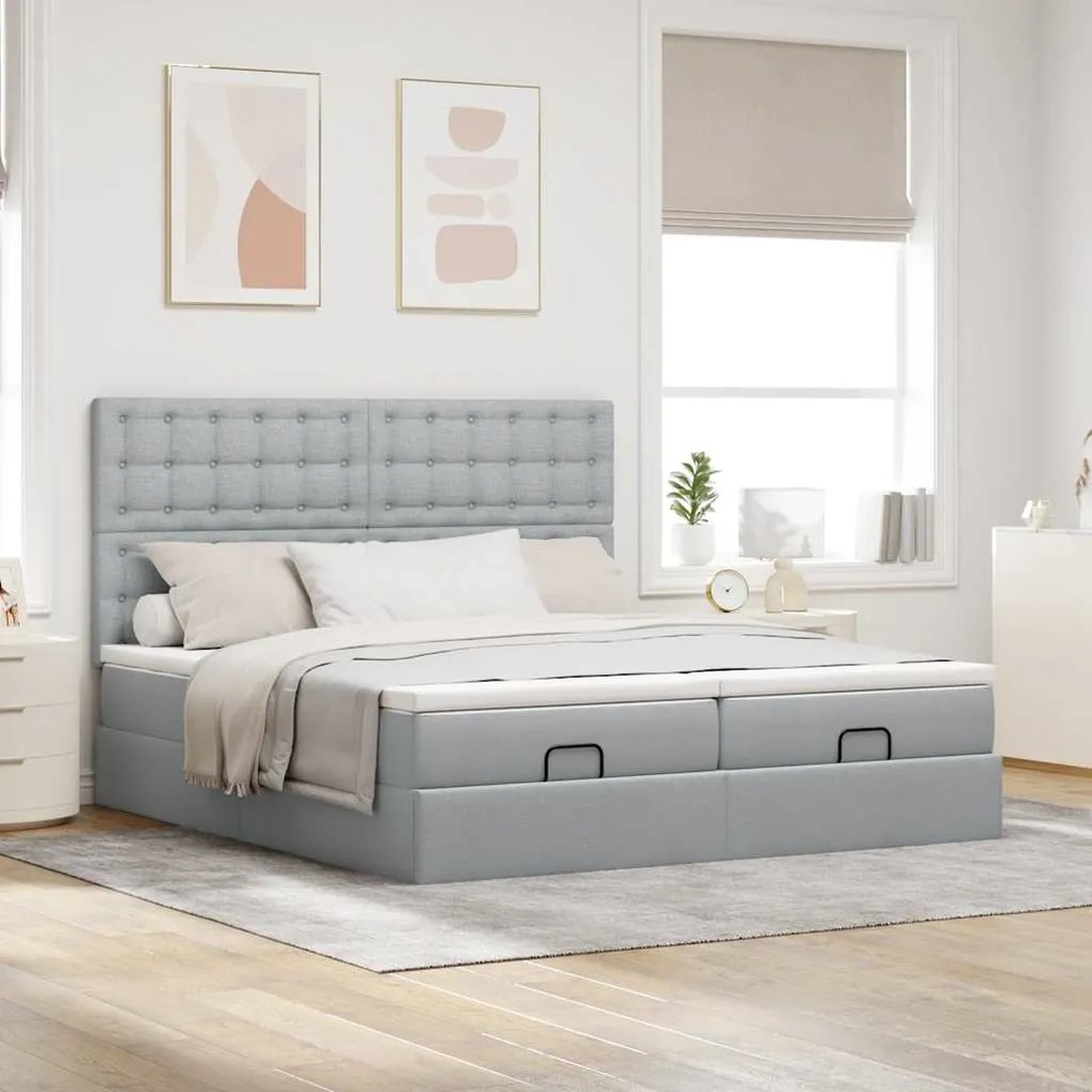 Osmanský rám postele s matrací světle šedá 160x200cm textil 3313727