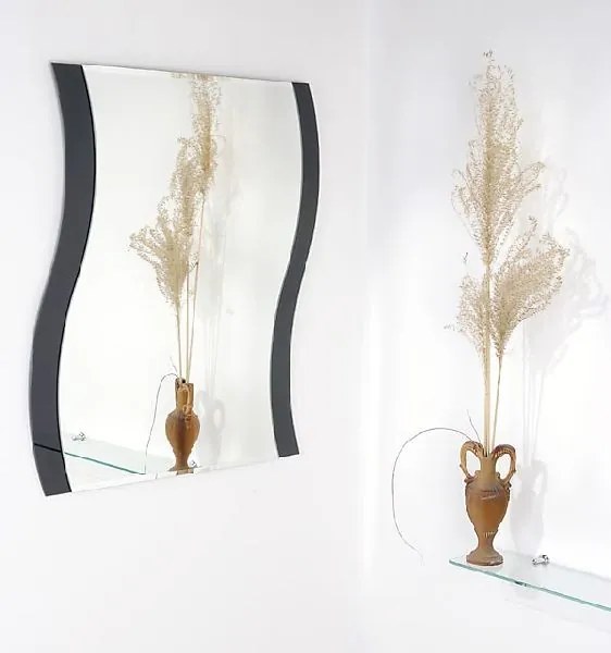 Zrcadlo na zeď do pokoje ložnice dekorativní STORM 50 x 65 cm s fazetou a černými lištami Lacobel 711-737S