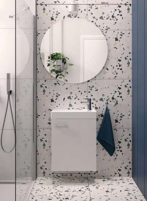 Erga Kim, závěsná WC skříňka 50x23x60 cm + keramické umyvadlo 50cm, dub řemeslný (Craft), ERG-207-D-05017+1430