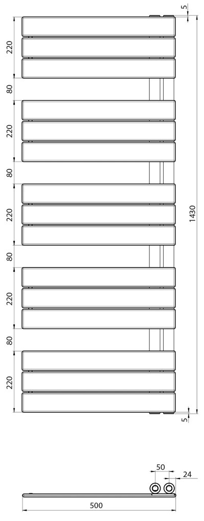 Aqualine Aqualine, MYTHOS topné těleso 500x1430 mm, bílá, LLM514W
