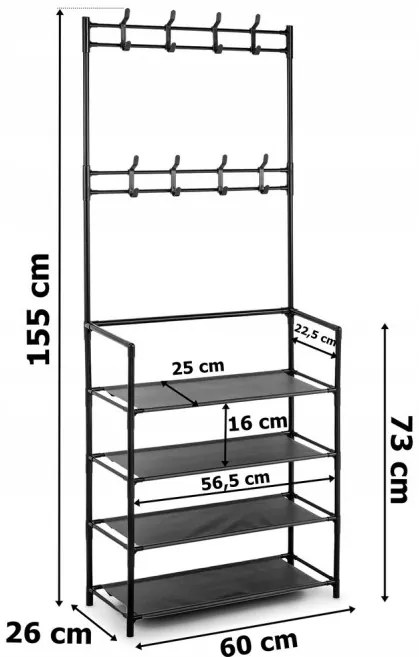 Věšák na kabáty s botníkem HANI černý
