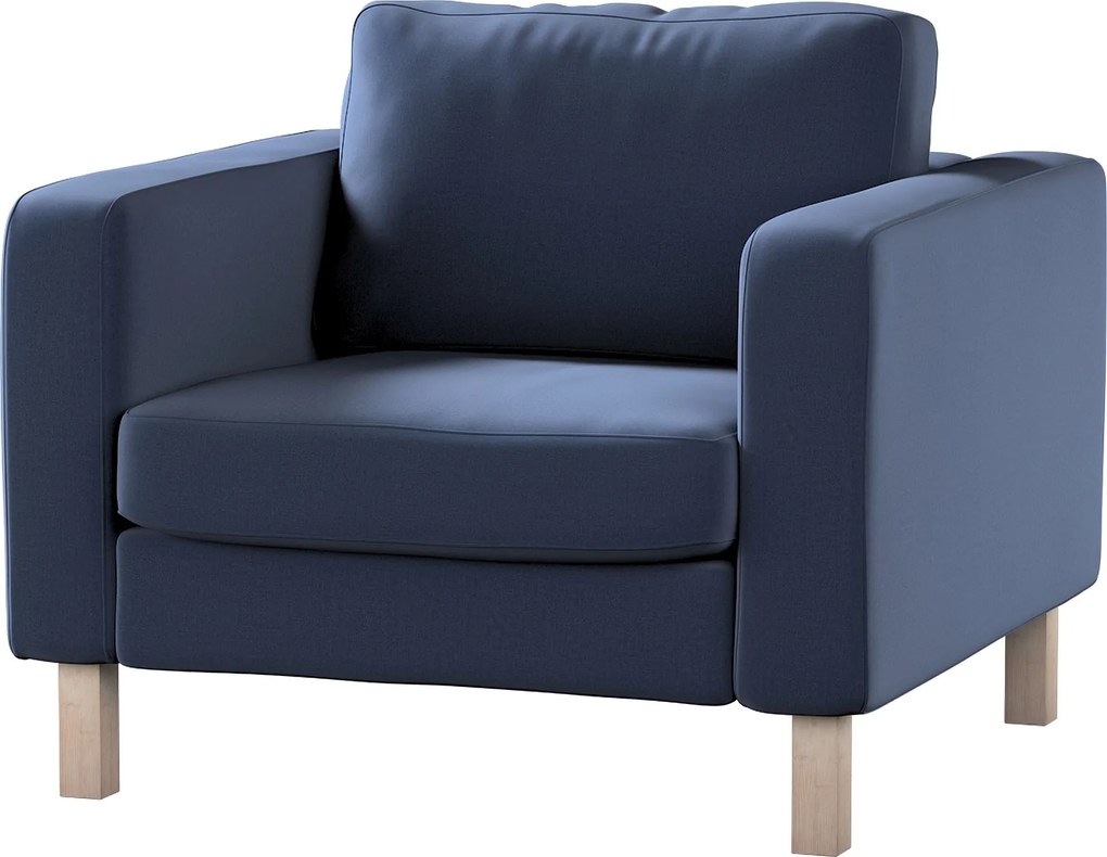 Potah na křeslo IKEA Karlstad, krátký barva tmavě modrá látka sametová