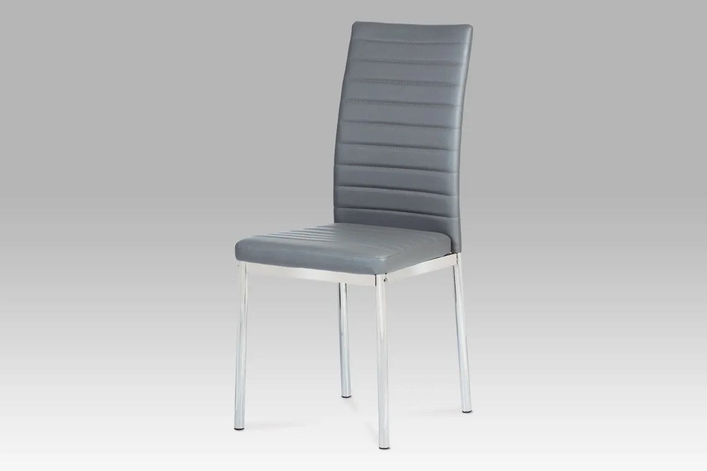 Artium Jídelní židle koženka šedá / chrom -  AC-1285 GREY