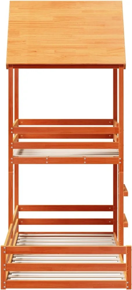 Patrová postel se střechou voskově hnědá 80x200 cm borové dřevo 3282395