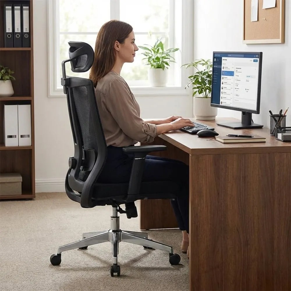Kancelářská ergonomická židle Neoseat SABRINA — síť / látka, černá, nosnost 150 kg