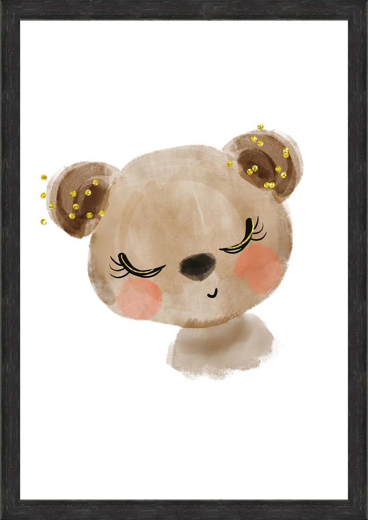 Plakát zvířátka medvídek - Obraz, Plakát Velikost: B2 - 50x70 cm, Volba rámu: bez rámu, Dekorace: s dekoracemi