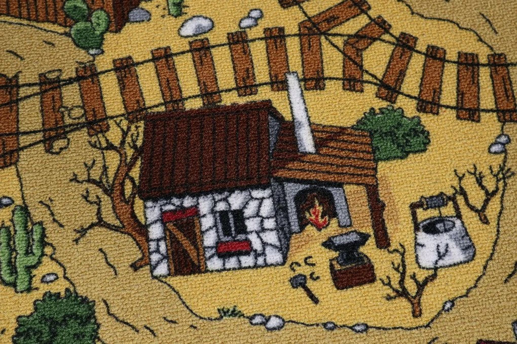 AladinWorld Expres, Dětský metrážový koberec Western, na míru, šíře 4m, vícebarevná, filc, dětský pokoj
