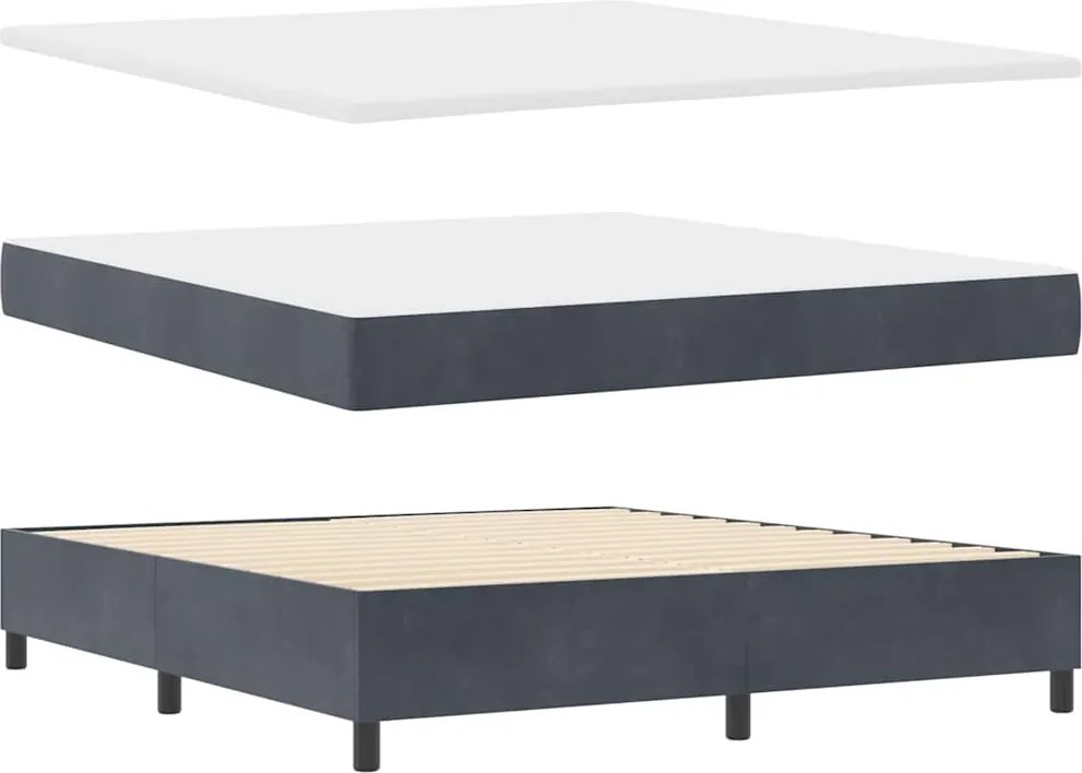 Postel s boxspringem s čelo Tmavě šedá 200 x 180 cm samet 3340887