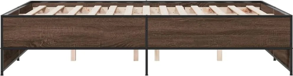 Rám postele hnědý dub 140 x 190 cm kompozitní dřevo a kov 3279901
