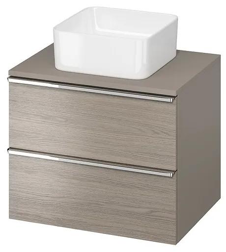 Cersanit - VIRGO závěsná skříňka pod umyvadlo s deskou 60cm, šedý dub-chrom, S522-022