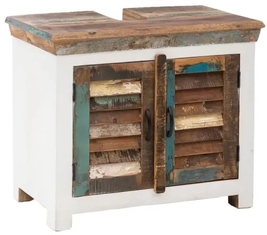 furniture-nabytek.cz - Masivní koupelnová skříňka Perano z recyklovaného dřeva, lakovaná, bílá / barevná