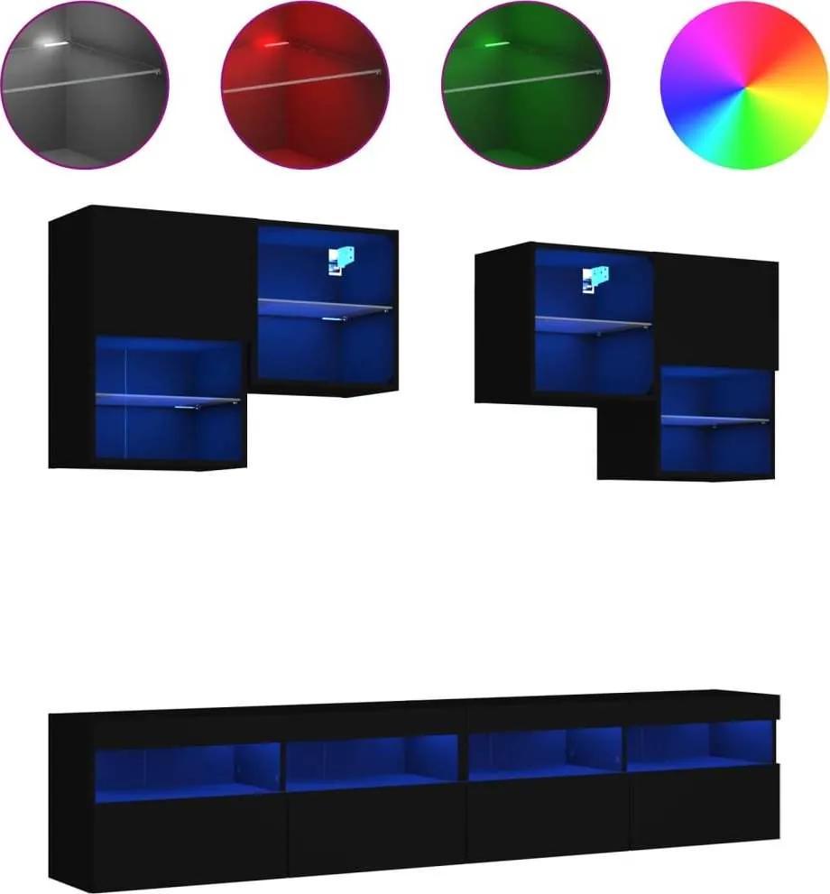 vidaXL 6dílná obývací stěna s LED osvětlením [3216751] Barva: Bílá