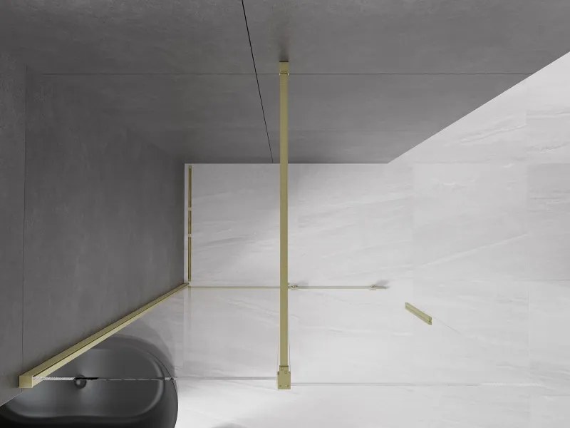 Mexen Velar, posuvné dveře do otvoru typ Walk-In 160 cm, 8mm čiré sklo, zlatá matná, 871-160-000-03-55