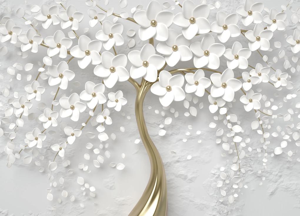 Malvis ® Tapeta Zlatý strom s květy Vel. (šířka x výška): 504 x 310 cm
