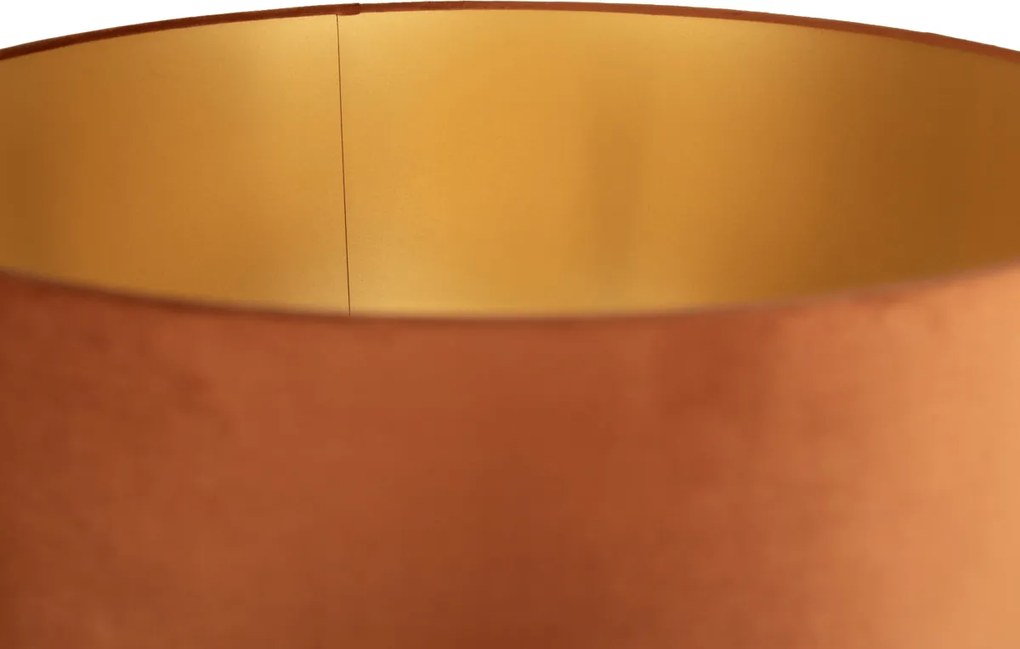 Stojací lampa zlatá s oranžovým stínidlem a zlatým vnitřkem 50 cm - Linden