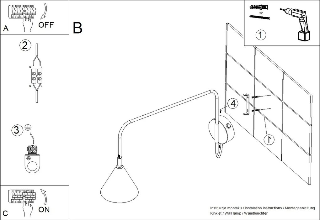 Sollux Lighting Nástěnné svítidlo NOX 1 okrově červené s vypínačem