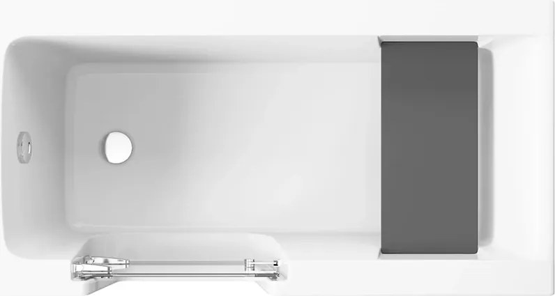 Vana s dvířky Polimat VOVO 140x70 s bílým čelním krycím panelem + vanový sifon automat s přepadem VABPS-ZU 70
