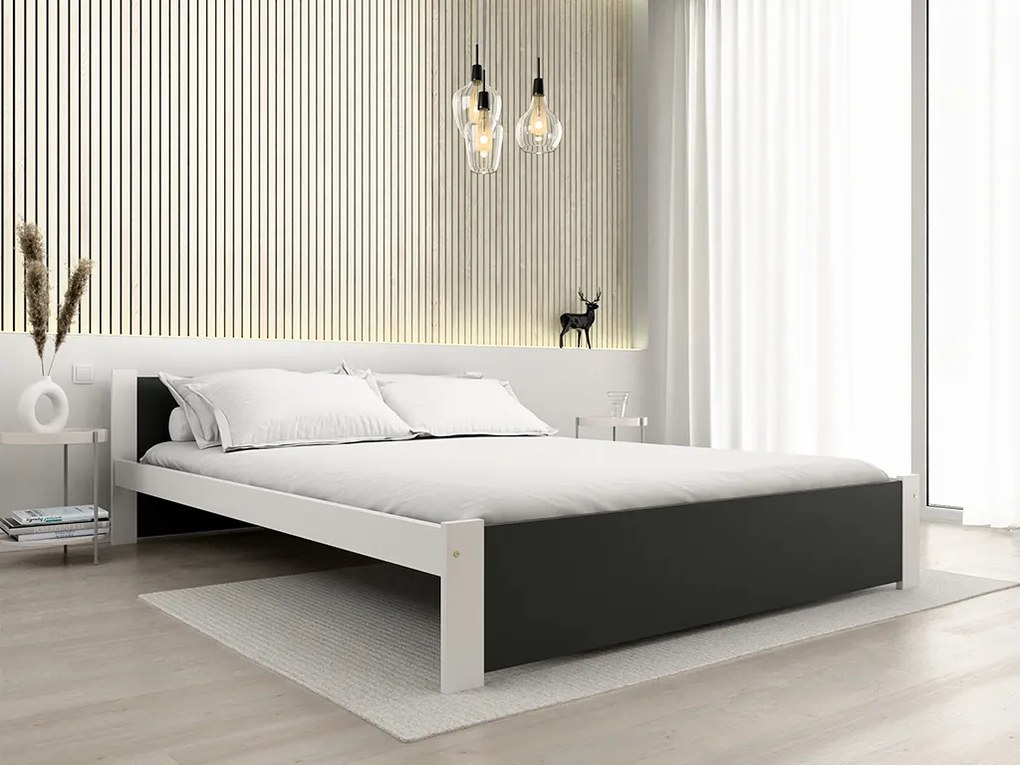 Postel IKAROS 140 x 200 cm, antracit/bílá Matrace: Bez matrace, Rošt: S laťkovým roštem