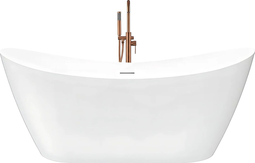 Rea FERRANO Slim, volně stojící vana 1600×800×720 mm, bílá, zlatá matná krytka odtoku, KPL-W7081
