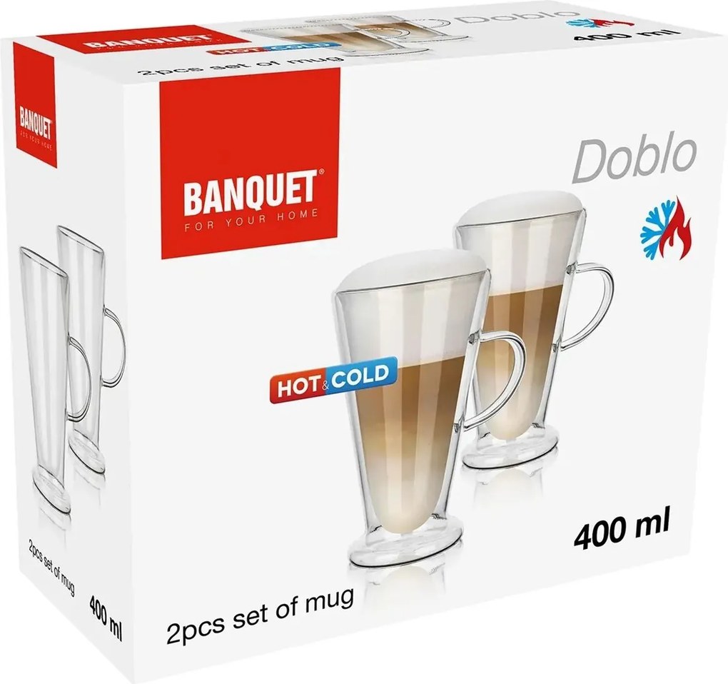 Banquet Doblo dvoustěnné skleněné hrnky 400 ml 2 ks