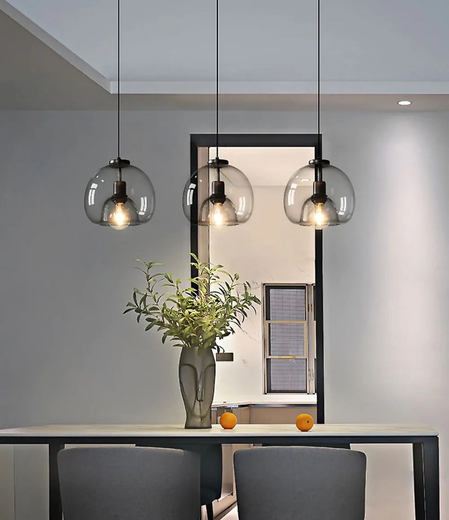Toolight - závěsná skleněná svítilna s kouřového skla E27 60W APP1027-1CP, černá, OSW-01154