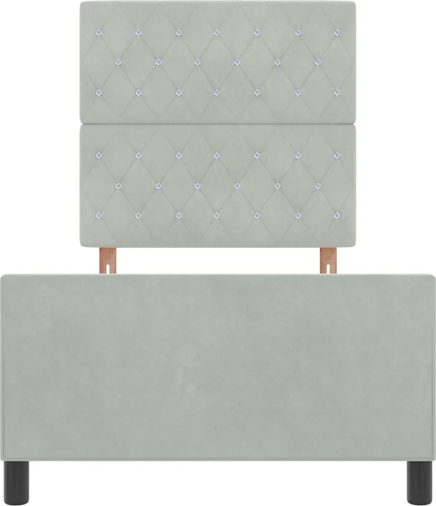 Postel s boxspringem s čelo Světle šedá 100 x 200 cm samet 3344855