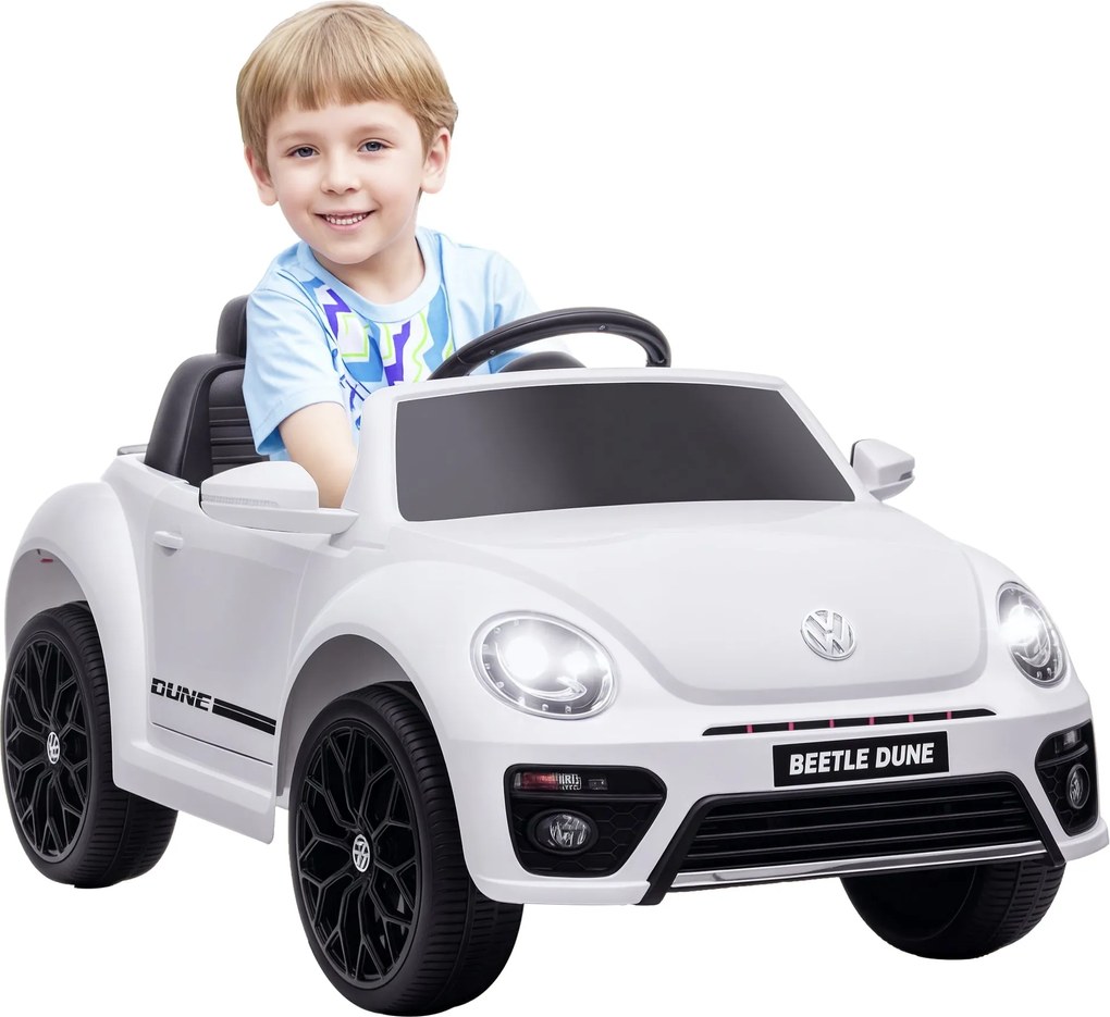 Dětské elektrické auto AIYAPLAY 12V Volkswagen Beetle s 2.4G dálkovým ovládáním, hudbou, houkačkou, elektrické vozidlo s LED světly, USB/MP3 připojení