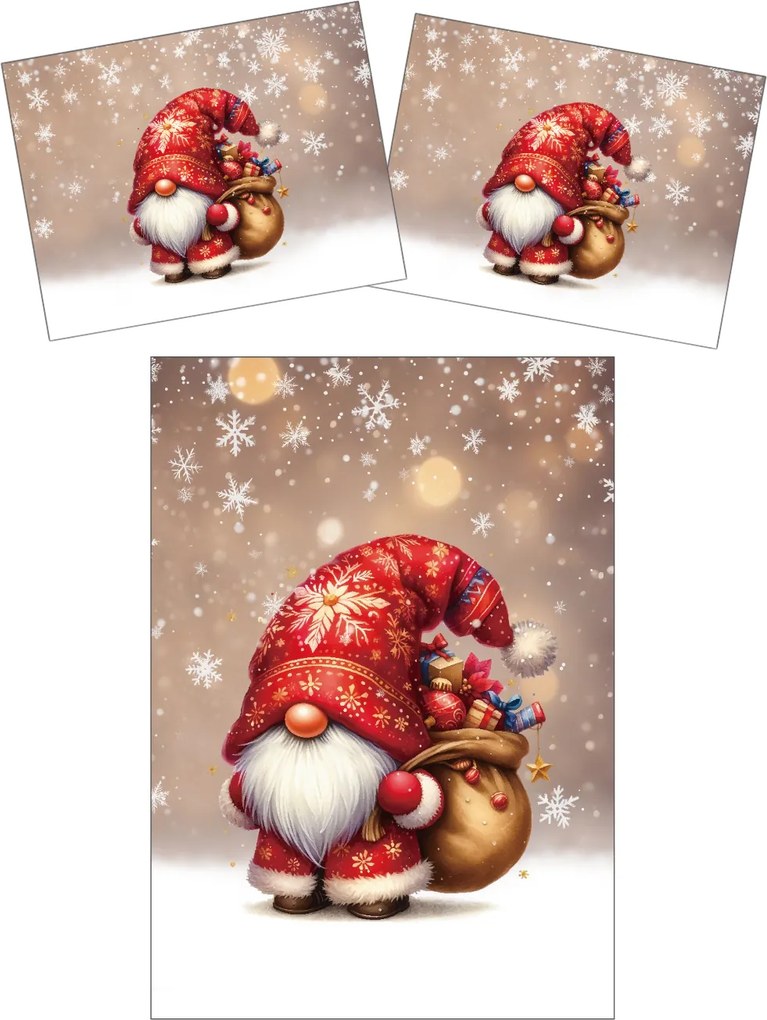 3D povlečení z mikrovlákna SANTA GNOME červené Rozměr povlečení: 2 ks 70 x 90 cm | 140 x 200 cm