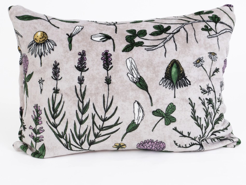 MK Lůžkoviny Povlak na polštář mikroplyš Exclusive 50 x 70 cm - Herbář světle šedý