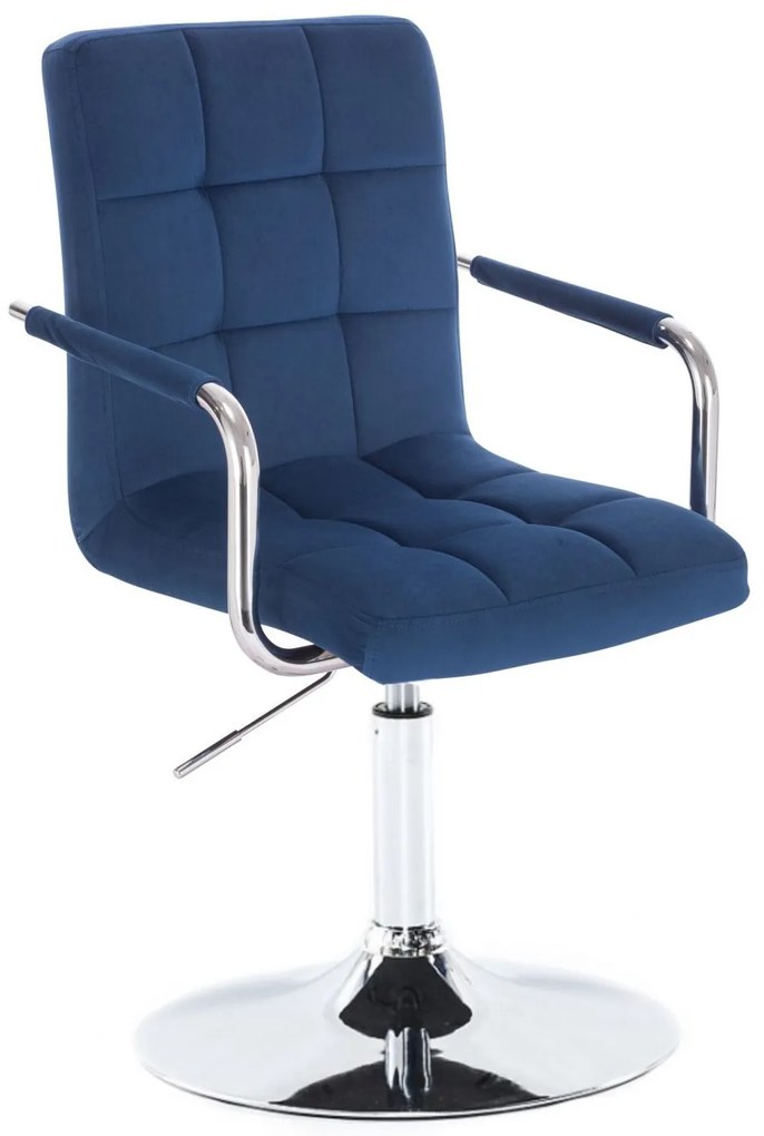 LuxuryForm DESIGN Otočná židle VERONA VELUR na stříbrném talíři - modrá