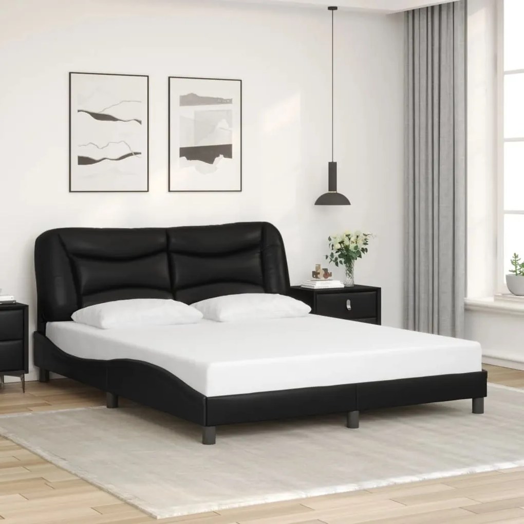 Rám postele s LED bez matrace Hvar černý 160 x 200 cm 3213941