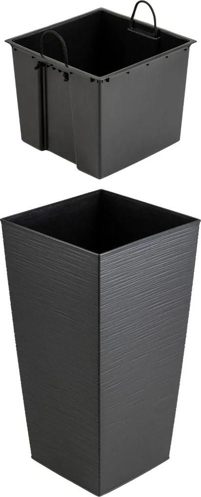 Plastový květináč Porto Riflo 67,7x35x35 cm černý