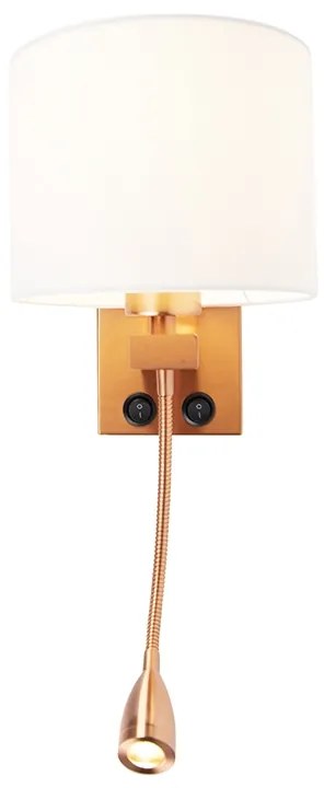 Nástěnná lampa ve stylu art deco měděná s bílým odstínem - Brescia