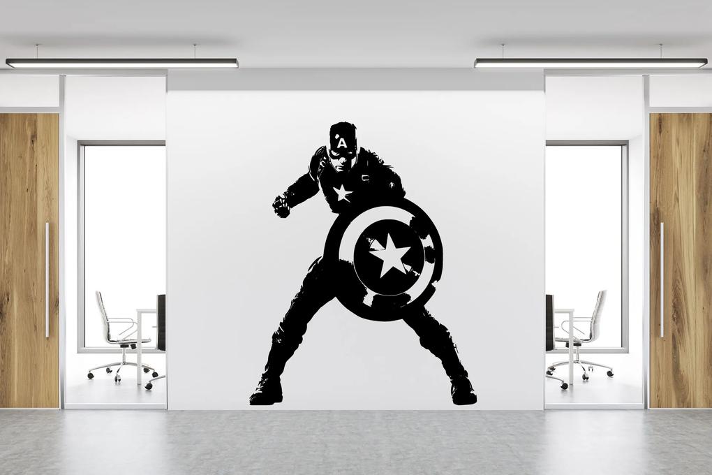 Lepy.cz Samolepka na zeď Captain America Velikost (šířka x výška): 40x50cm, Barevná varianta: Bílá