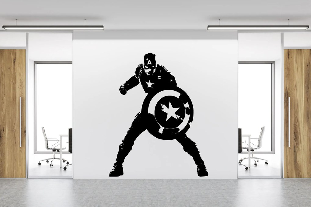 Lepy.cz Samolepka na zeď Captain America Velikost (šířka x výška): 40x50cm, Barevná varianta: Tmavě modrá