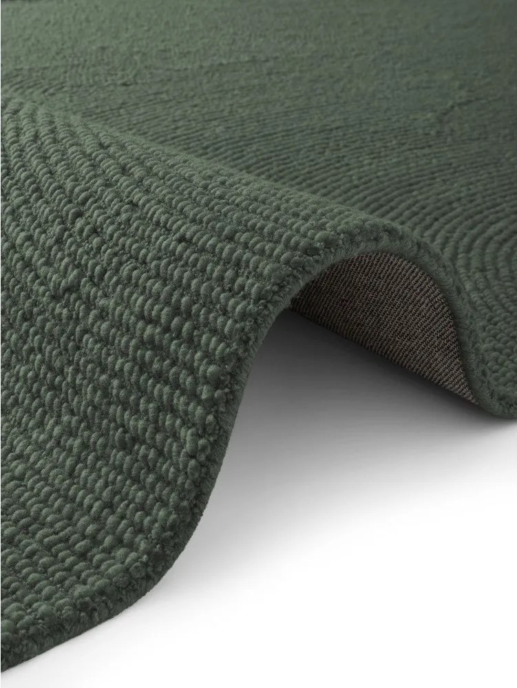 Tmavě zelený ručně tkaný vlněný běhoun 80x200 cm Calmio – Hanse Home
