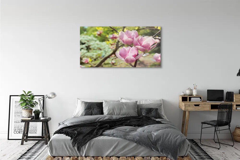 akrylový obraz magnolie strom 125x50 cm