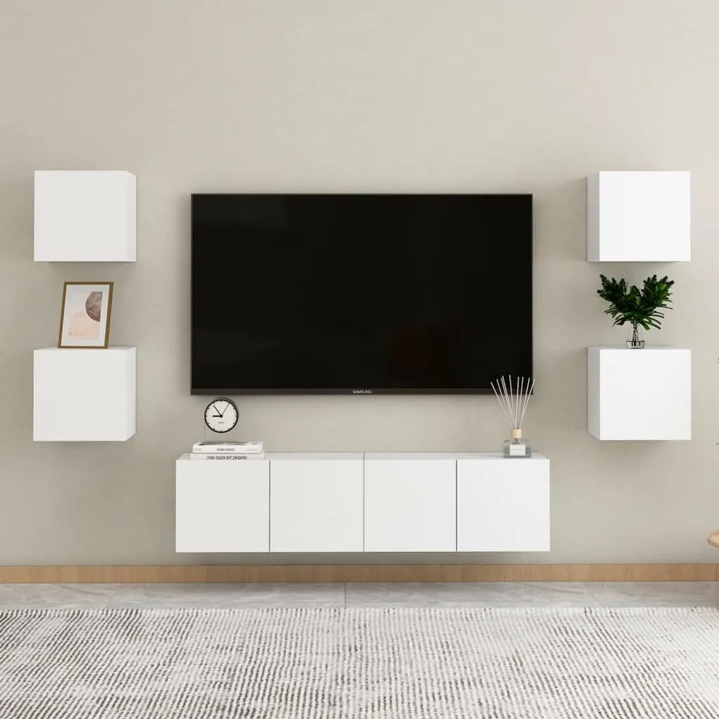 6dílný set TV skříněk bílý kompozitní dřevo 3078660