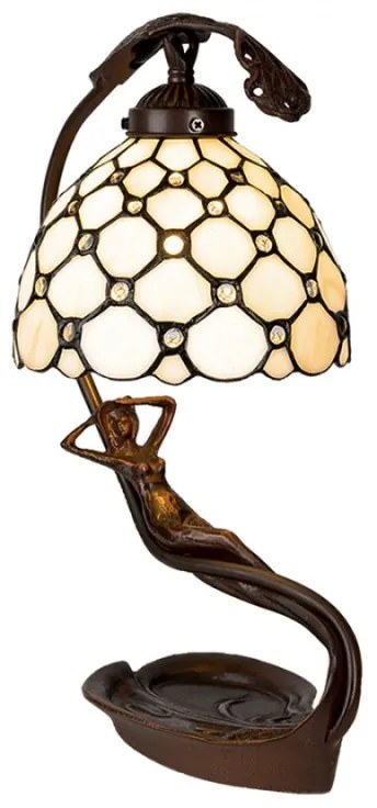 Krémová stolní lampa Tiffany Trees – 28x20x41 cm