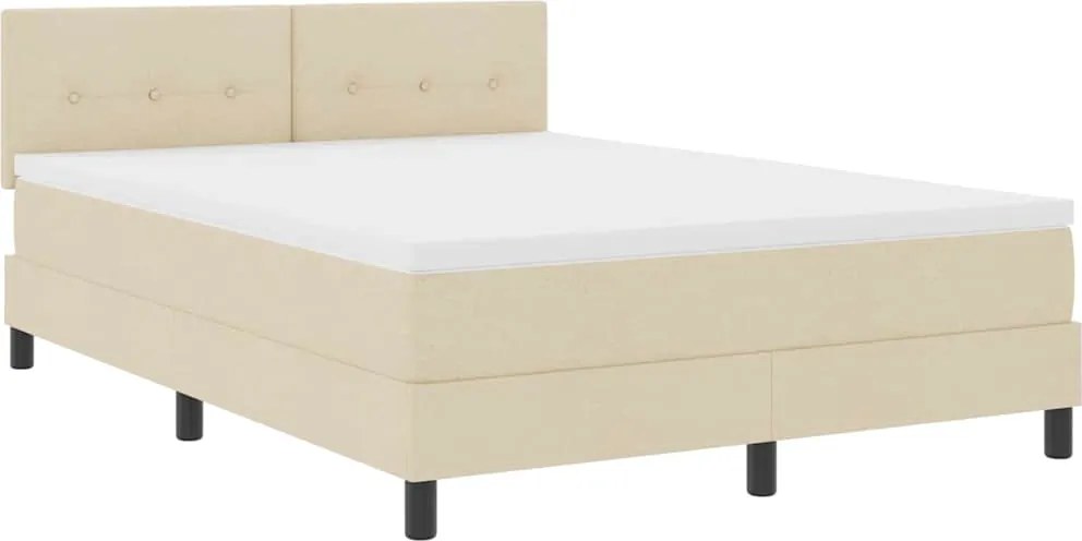 Postel s boxspringem s čelo Krémová 140 x 200 cm textil 3338697